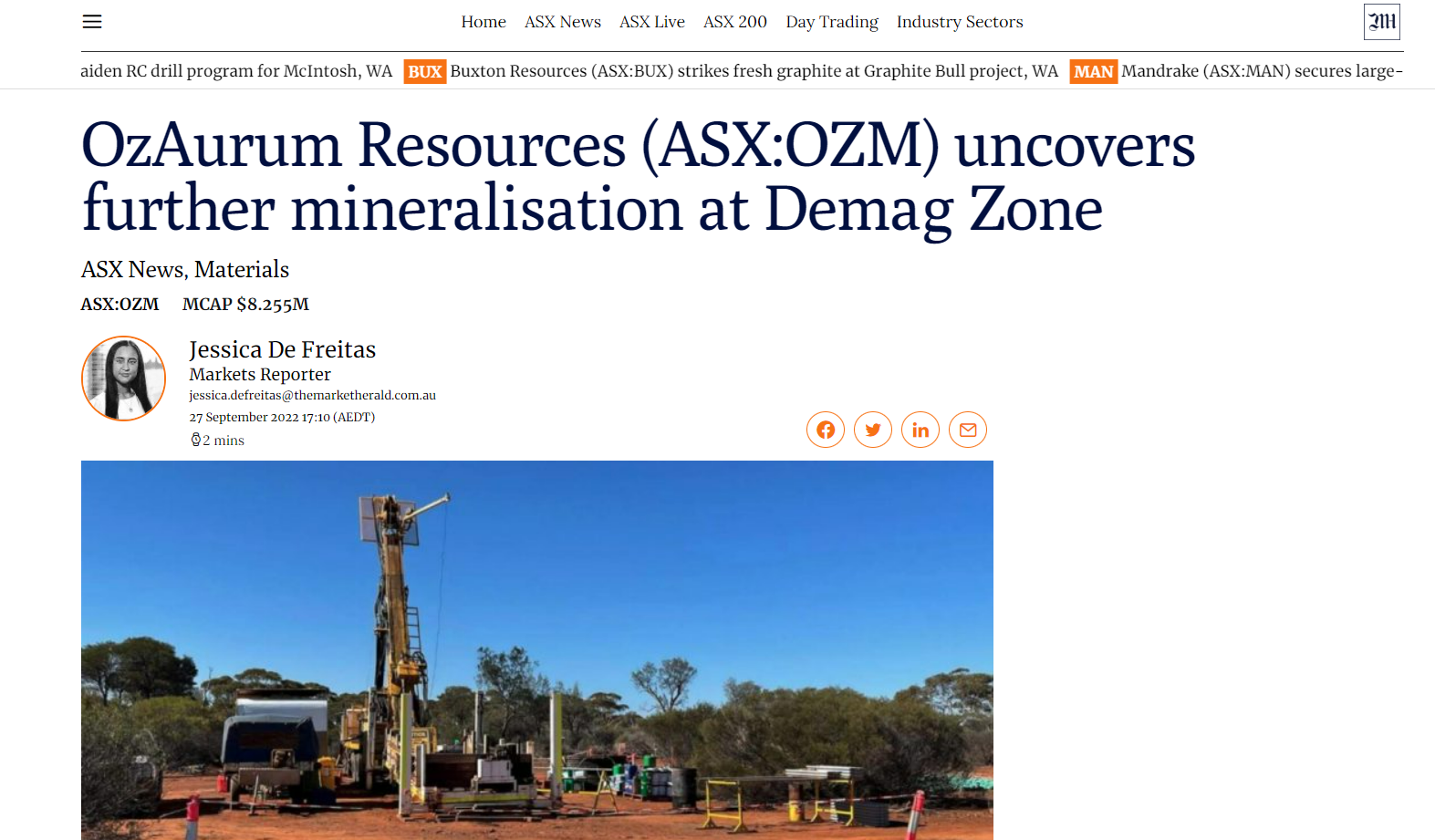 OzAurum Resources (ASX:OZM) uncovers further mineralisation at Demag ...